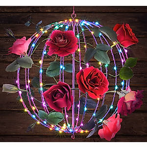 Lightshare 12IN 96LED Light Ball Yard Decoration Pathway Lights Sphere Light with Remote Control Fold Flat Metal Frame Indoor Outdoor Waterproof Garden Lights TJQ30W-RGB