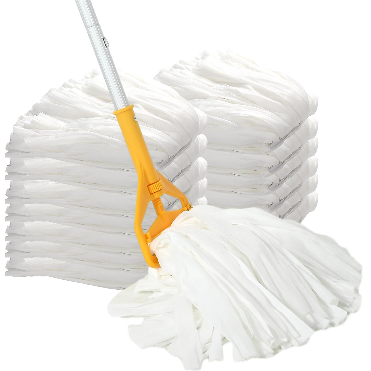 Tioncy 24 Pcs Disposable Industrial Mop Heads Replacements Non Woven Wet Mop Head Refill Cut End Wet Mop Refill Commercial Replacement Mop Heads for Floor Cleaning Supplies Mopping, White
