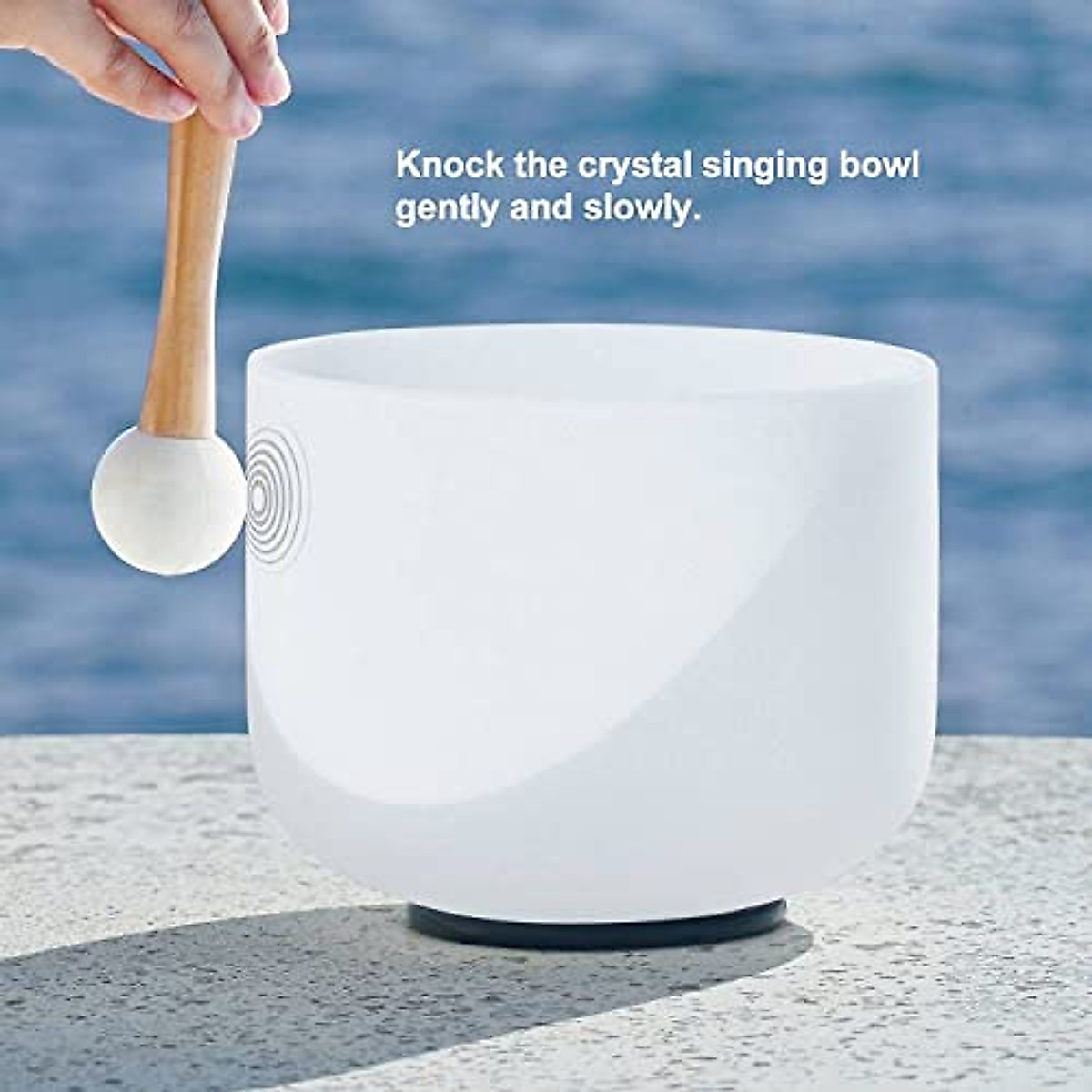 Lycrystal 11 Inch C Note Root Chakra Frosted Quartz Crystal Singing Bowl mallet & O-ring For Meditation and Sound Therapy.
