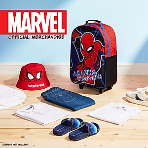 Marvel Kids Suitcase for Boys Foldable Trolley Hand Luggage Bag Carry On Avengers Travel Bag with Wheels Cabin Bag Wheeled Bag with Handle Spiderman Trolley Suitcase Boys (Multicolor Spiderman)