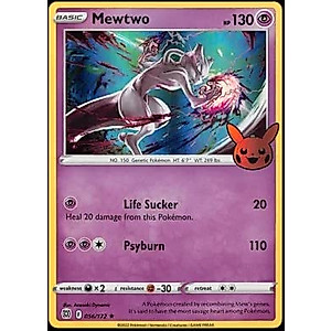 Pokemon Trick or Trade - Mewtwo - Brilliant Stars 056/172 - Holo Rare Card - Halloween Stamp