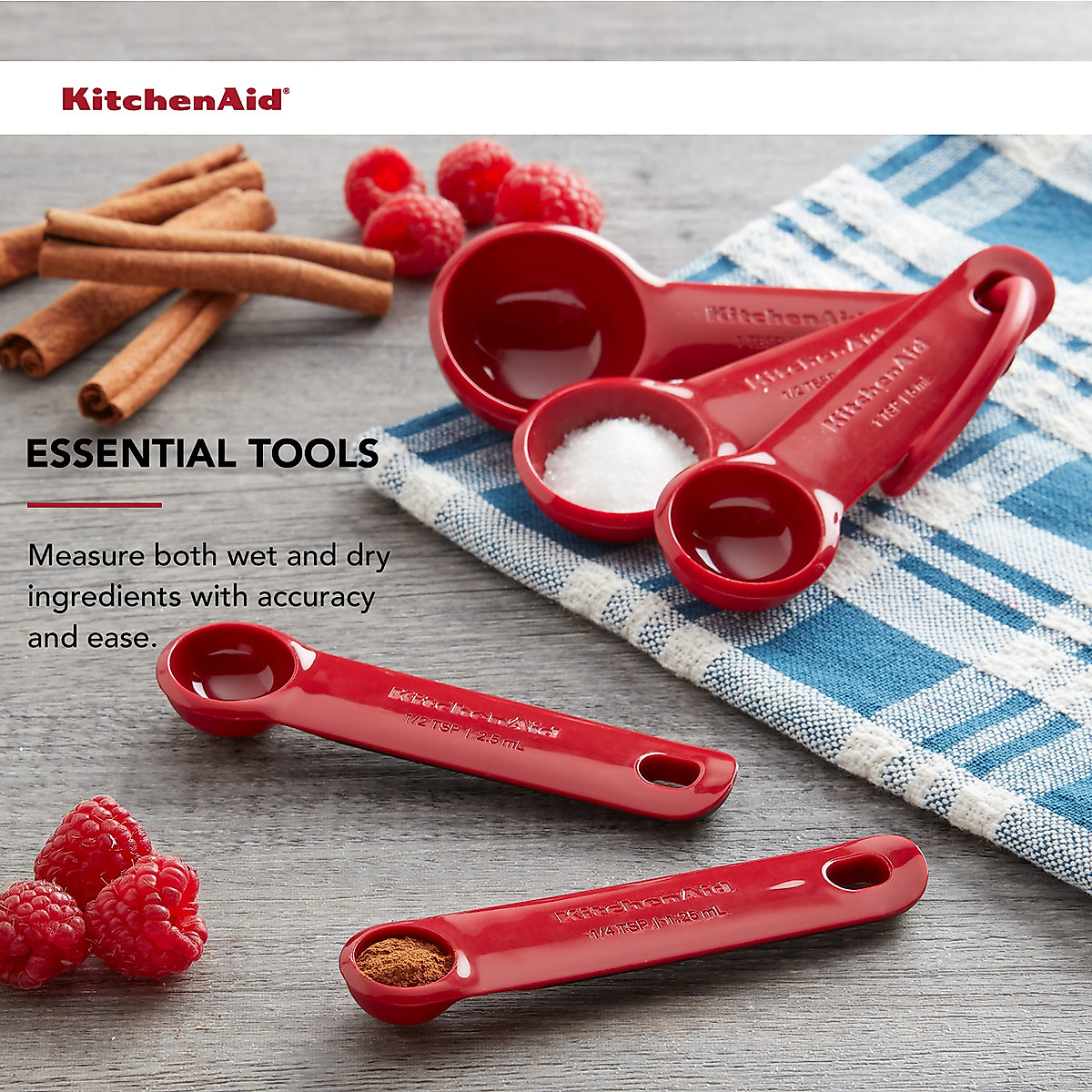 KitchenAid Universal Measuring Spoon Set, 5-Piece, Red