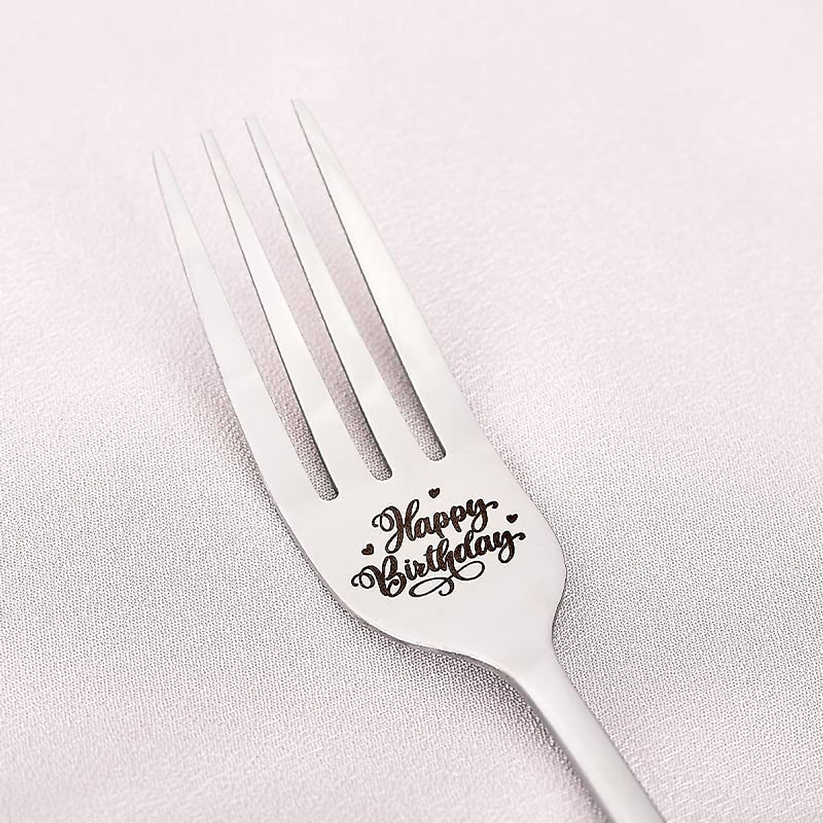 Happy Birthday Fork Gifts for Women Men Birthday Gifts for Friend Sister Brother Daughter Son Engraved Forks Salad Dessert Lover Gift for Him Her