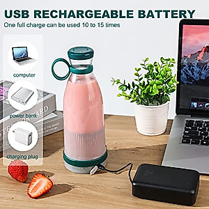 Portable Blender, Personal Blender for shakes and smoothies，Mini Blender,390 ml Capacity (13 oz), Small Blender, with Sharp 6 Blades,Travel Blender,USB Charging is Applicable to Travel，Outdoor,Gym and Office…