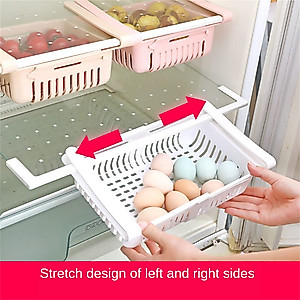 Adjustable Drawer for Fridge Kitchen Organizer Adjustable Kitchen Refrigerator Storage Rack Fridge Freezer Shelf Holder Pull-Out Drawer Space