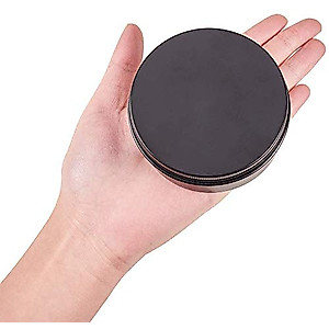 Healthcom 6 oz 12 Packs Black Round Aluminum Tin Cans Screw Top Metal Steel Tins Empty Slip Slide Cosmetic Sample Containers Storage Organization for Salve Crafts Spice Candles