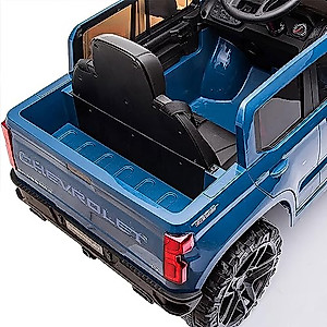 Dakott Chevy Silverado Z71 Trail Boss Monster Truck Four Powerful Motors 12V 4x4 Big Wheels Ride On Monster Truck for Kids, Large, Blue