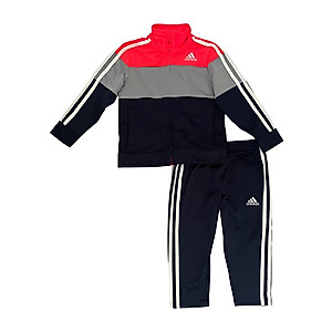 adidas Boys' Tricot Jacket & Pant Clothing Set (5, Bright Orange Red)