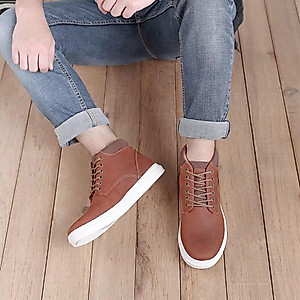 Arkbird Casual Sneaker Shoes, Lace-up Leather Chukka Boots for Men, Tan 9.5