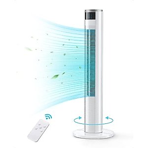 Tower Fan, Oscillating Tower Fan with Remote, 3 Modes, 3 Speeds, and 7-Hour Timer, Portable Space-Saving Bladeless Fan for Bedroom and Home Office 36”