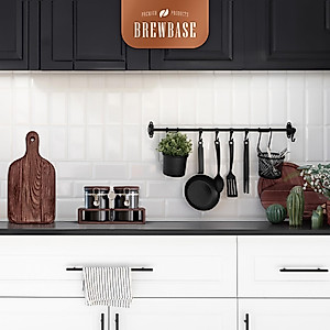 BrewBase - Premium Coffee Storage Containers with Airtight Oak-Wood Lids & Shelf + Scoop, 304 Stainless Coffee Bean Storage Organizer for Kitchen - Coffee Container for Ground Coffee Sugar & More