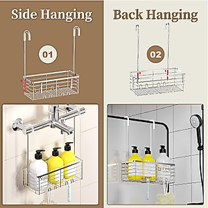 DELLAN Hanging Shower Organizer, Shower Rack with Hooks Over the Door, Bathroom Shower Caddy and Basket