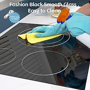 Noxton 24 Inch Electric Cooktop 3 Burners Electric Stove Top, Built-in 24" Radiant Electric Ceramic Cooktop with Expandable Burners, Multifunctional, 220-240v,5700W,No Plug, Hard Wire