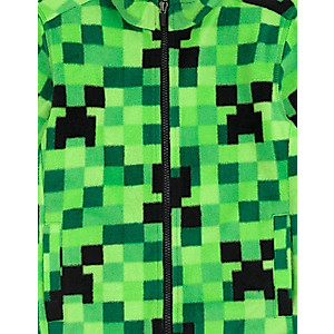 Minecraft Creeper Little Boys Fleece Zip Up Jacket Green 7-8