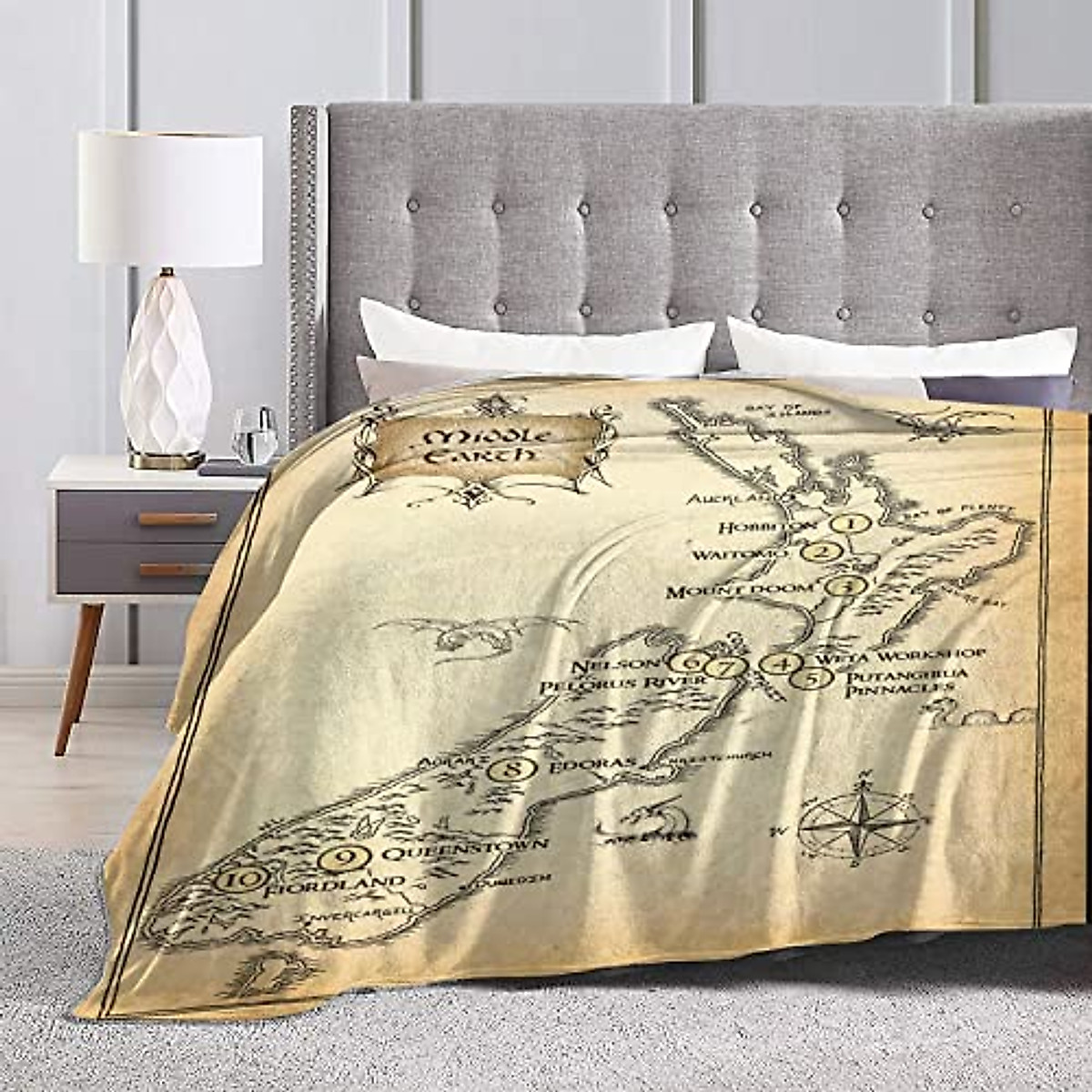 Blanket Middle Vintage Map Flannel Throw Blankets Super Soft Warm Lightweight Fuzzy Blanket for Couch Bed Travel All Season 60"x50"