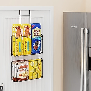 2 Pack- Simple Trending Over the Door/Wall Mount Cabinet Door Organizer Holder in Kitchen or Pantry for Cutting Board, Aluminum Foil, Cleaning Supplies, Black