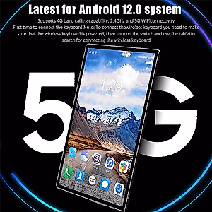 Haofy 10.1 Inch Tablet, Multifunction 10.1 Inch Tablet PC Black 8GB RAM 256GB ROM 4G Network 8MP Front Camera 5GWIFI for Work for Entertainment (US Plug)