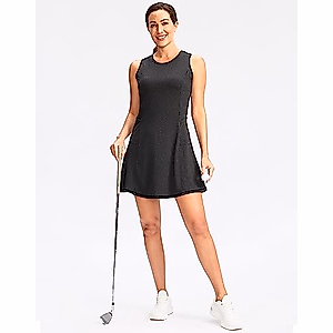 Soothfeel Women's Tennis Golf Dress with Built in Shorts Sleeveless Workout Active Athletic Dress for Women with 4 Pockets (Charcoal, S)