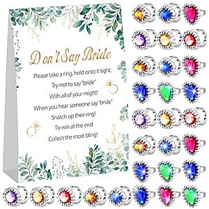 Geosar Ring Game Put a Ring on It Bridal Shower Games with Rings Dont Say Bride Game Rules and 60 Plastic Rings Bridal Shower Favors for Guests Wedding Shower Games(Colorful, Plant)