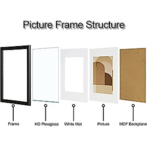 HEART ART 12x12 Black Picture Frame Set of 9, Display Pictures 8x8 with Mat or 12 x 12 without Mat, Multi Collage Gallery Square Photo Frames for Wall