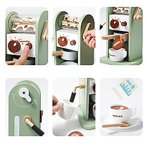 Dorjee Kids Coffee Maker Playset with Grinder, Play to learn Coffee Making Routine, Stimulates Imaginative Pretend Play and Life Skills, Gifts for Toddler Girls and Boys, 14pcs in Wood