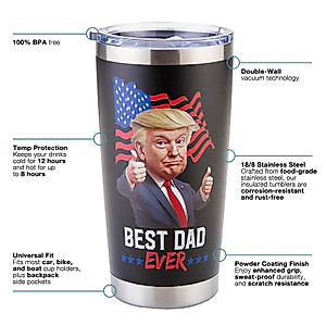 Polmmys Fathers Day Gift from Daughter, Son - Dad Birthday Gift, Best Dads Ever, Trump Tumblers for Men, Dads Coffee Cup for Birthday Christmas Presents Ideas - 20oz Trump Merchandise Dads Travel Mug