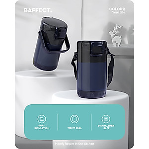 Baffect 67oz Thermos for Hot Food container 6 Hours, 3-Layer Stackable Food Thermal, Stainless Steel Vacuum Soup Insulated Food Jar, Leak-Proof Lunch Box for Office, School and Outdoor Picnic