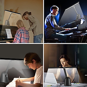 Quntis 55'' Ultra Wide Illumination Piano Light, 12W LED Professional Eye Caring Piano Lamp with Auto-Dimming, Dimmable Modern Reading Lamp, 2H Timer, Music Stand Light for Upright Piano