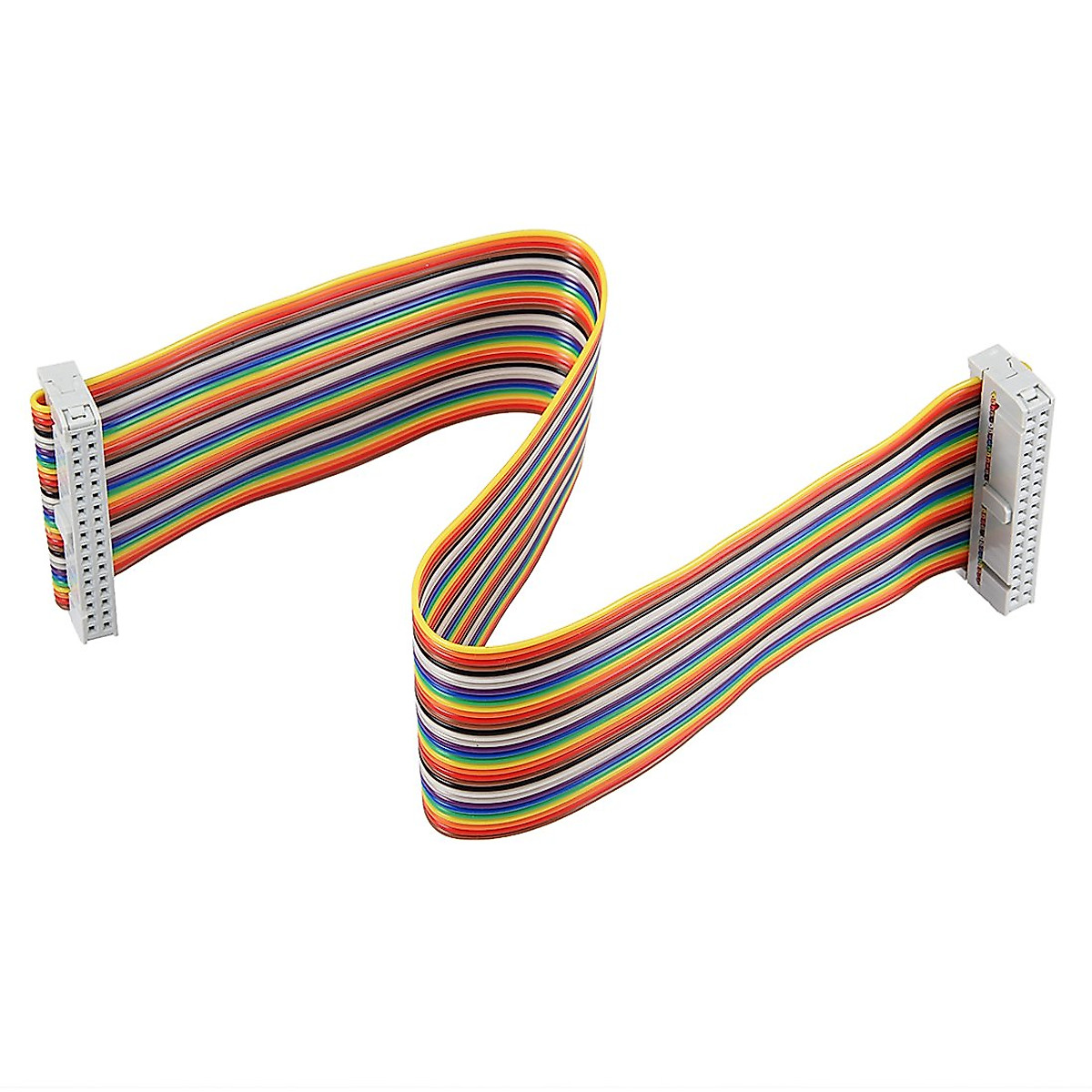 uxcell IDC 34 Pins Wire Flat Multicolored Flexible Rainbow Ribbon Jumper Cable 30cm 2.54mm Pitch,1pcs