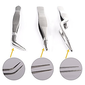 Tangoowal Kitchen Cooking Tweezers Culinary,3 Piece Set Stainless Steel Tweezer Precision Tongs Offset Tip for Cooking Food Design styling(6.3-Inch)