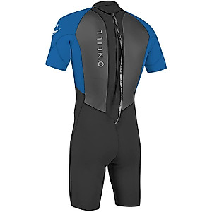 O'Neill Men's Reactor-2 2mm Back Zip Short Sleeve Spring Wetsuit, Black/Ocean, L