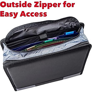 Case-it The Dual 2.0 Zipper Binder - Two 2 Inch D-Rings - 5 Subject File Folder - Multiple Pockets - 800 Sheet Capacity - Comes with Shoulder Strap - Black Dual-301