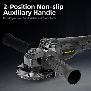Cordless Angle Grinder with 4-pole Motor, 21V Cordless Grinders Tools w/3.0A Battery & Fast Charger, 4-3/8 Inch Grinding Wheels, Cutting Wheels, Flap Discs and Adjustable Auxiliary Handle