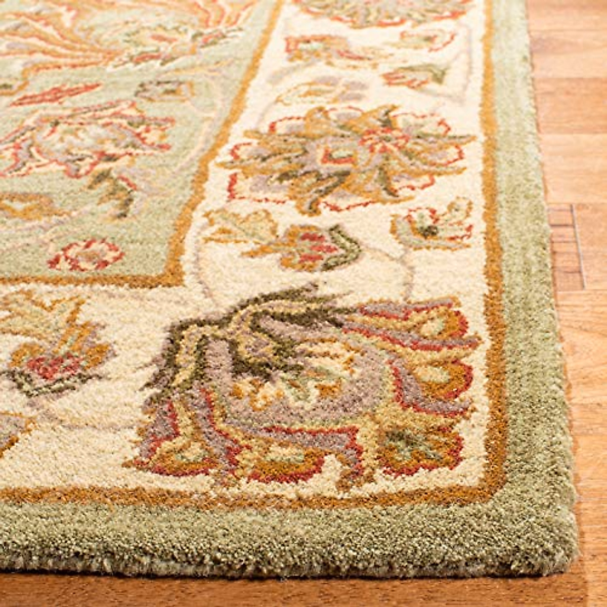 SAFAVIEH Heritage Collection 9'6" x 13'6" Green / Gold HG343A Handmade Traditional Oriental Premium Wool Area Rug