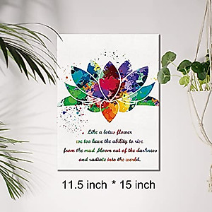 Just like the Lotus Inspirational Quote Canvas Wall Art Lotus Watercolor Canvas Print Positive Canvas Painting Wall Decor Framed Motivational Gift 12x15 Inch