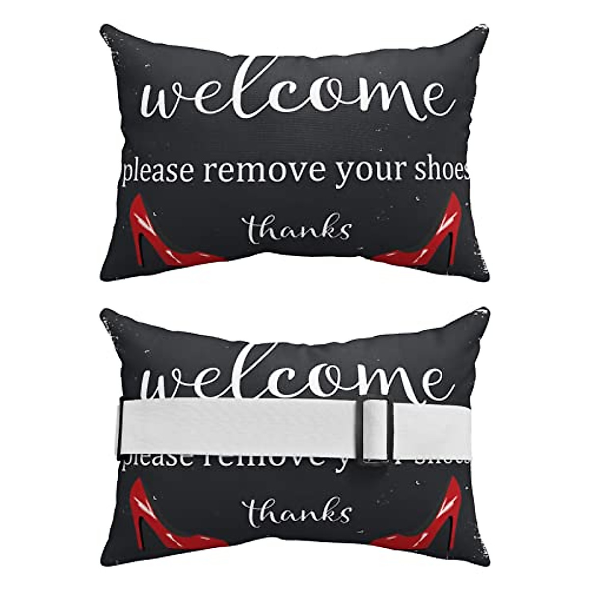 SEVENBABU Throw Pillows with Strap, Neck & Lumbar Support Pillow Oudoor Patio Pillows, Welcome Red High Heels Pillow for Recliner, Beach Chair, Office Chair, Sofa, Armchair
