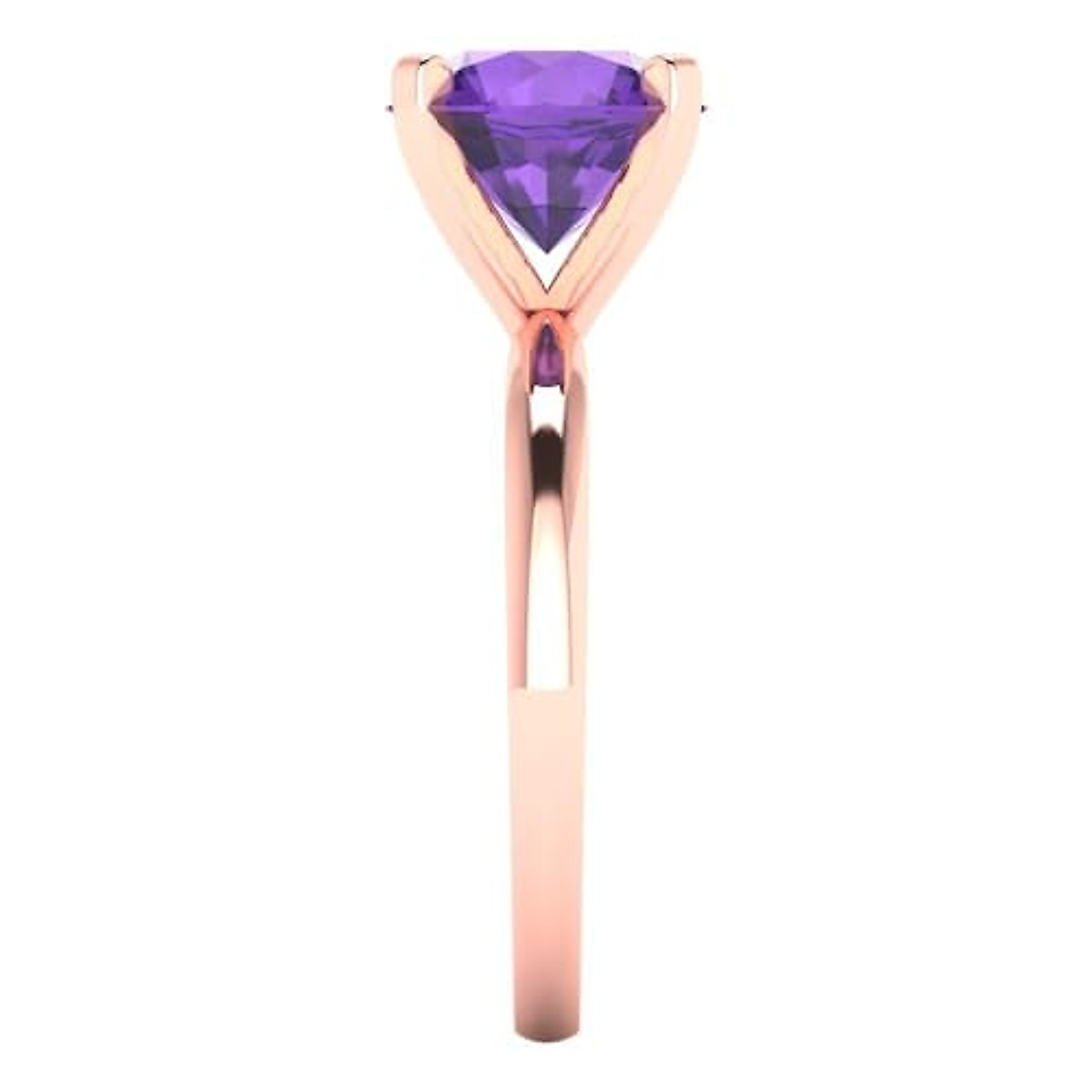 Clara Pucci 3.0 ct Round Cut Solitaire Natural Purple Amethyst Engagement Bridal Promise Anniversary Ring in 18K Rose Gold Size 10