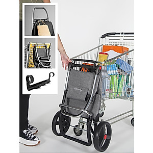 Foldable Grocery Shopping Cart with Wheels | Collapsible Personal Folding Cart for Groceries | Durable & Portable | Green
