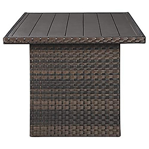 Signature Design by Ashley Outdoor Easy Isle Multi-Use Resin Wicker Patio Table, Dark Brown