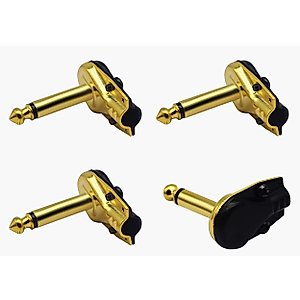 zdyCGTime DIY 6.35MM 1/4" Mono Male 90 Degree Right Angle Pancake Style Plugs Connectors for Speaker,Patch Cable,Snakes Golden Plated TS Male Mono 1/4 Inch Phono 6.35mm Phone Microphone Plug(4 pack)