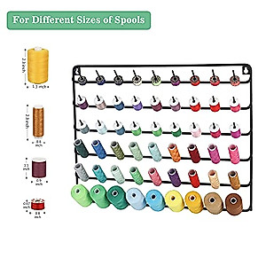 HAITRAL 54-Spool Sewing Thread Rack 2 Packs, Wall-Mounted Sewing Thread Holder with Hanging Hooks, Metal Organize for Mini Sewing, Quilting, Embroidery, Jewelry
