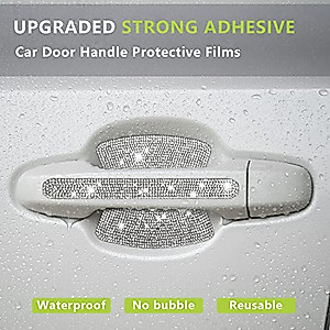 8Pcs Bling Car Door Handle Protector, Bling Car Accessories Crystal Glitter Door Handle Protector Stickers and Decals Scratch Safety Reflective Auto Sticker for Woman …