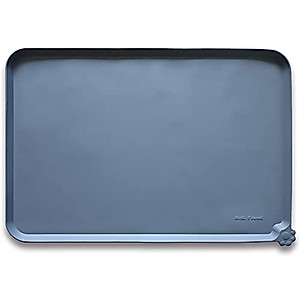 Hoki Found L Silicone Pet Food Mats Tray - Non Slip Pet Dog Cat Bowl Mats Placemat - Dog Pet Cat Feeding Mat - Waterproof Dog Cat Food Mats -Pet Water Mats for Carpet -Gray