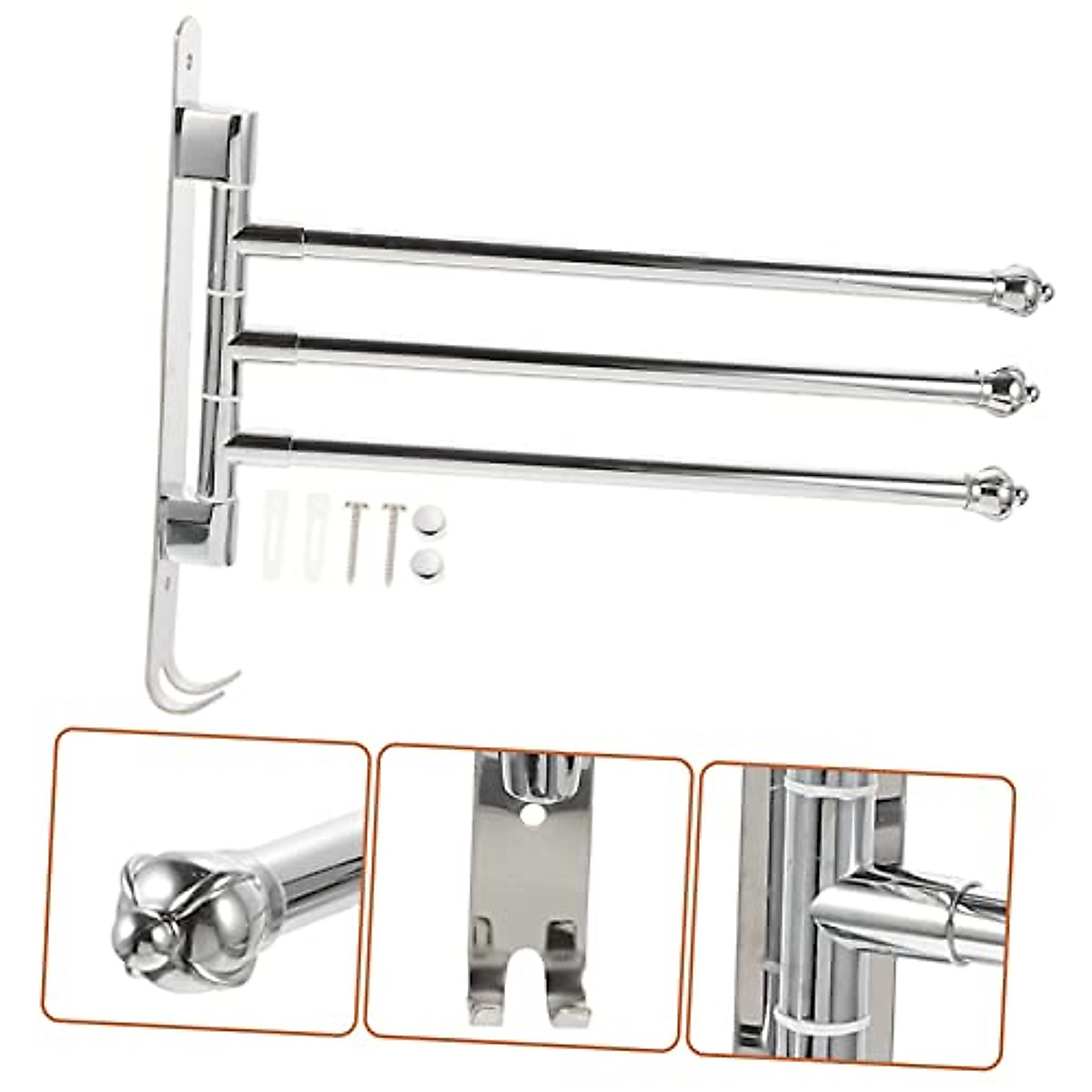 EVANEM Rotating Towel Rail Wall Mounted Hooks Swivel Towel Rack Wall Mounted Clothes Rack Bathroom Towel Hook Towel Rack for Bathroom Coat Hanger Bathroom Swing Arm Towel Bar Towel Rod