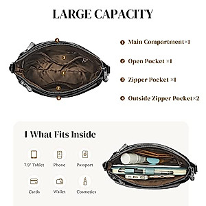 S-ZONE Medium Genuine Leather Shoulder Bag for Women Crossbody Purse Top Handle Handbags