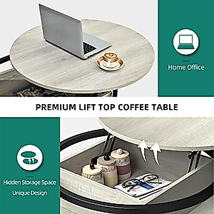 YITAHOME Lift top Coffee Table, White Oak and Black