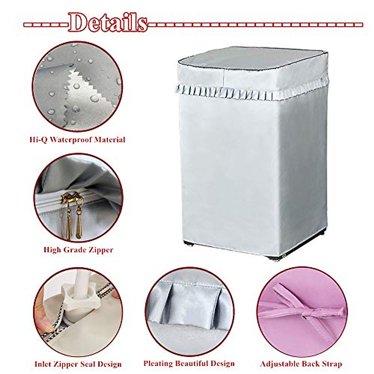 Washing Machine Cover for Top Load Washing Machine Protector Washer Dryer Covers for Automatic Compact Washer Top Loading Balcony Lavadora Waterproof Dustproof Sunproof Oxford (M(W22D22H36in))