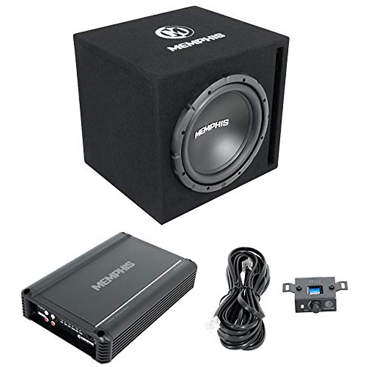 Memphis Audio SRXE112VP 12" 500w SRX Car Subwoofer+Enclosure+Amplifier+Amp Kit