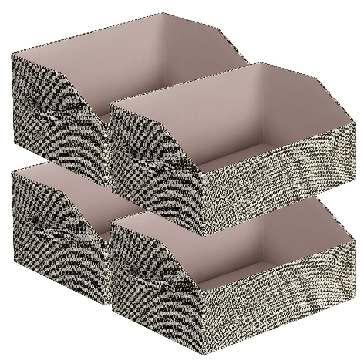 ORGMASTER Closet Organizer Bins, Fabric Storage Bins Foldable Storage Box Shelf Baskets Container Trapezoid Storage Bin for Organizing Home Office Shelves Wardrobe RV, 4 Pack, Coffee