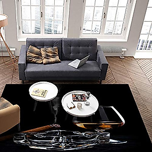 Non-Slip Area Rugs Room Mat- Ashtray Cigar Wine Glass Unhealthy Habit Home Decor Floor Carpet for High Traffic Areas Modern Rug Kitchen Mats Living Room Pads, 2'7''x5